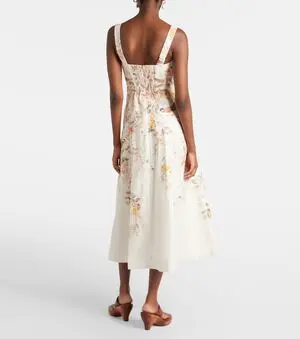 Zimmermann Luna Printed Linen Midi Dress - Multicoloured