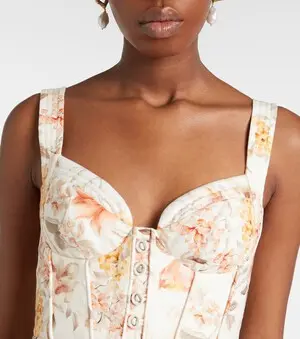 Zimmermann Luna Printed Linen Midi Dress - Multicoloured