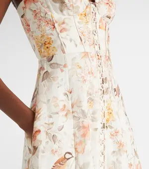 Zimmermann Luna Printed Linen Midi Dress - Multicoloured