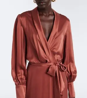 Zimmermann Silk Satin Wrap Dress - Pink