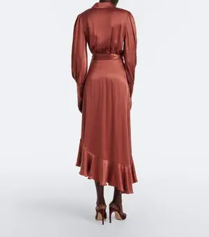 Zimmermann Silk Satin Wrap Dress - Pink