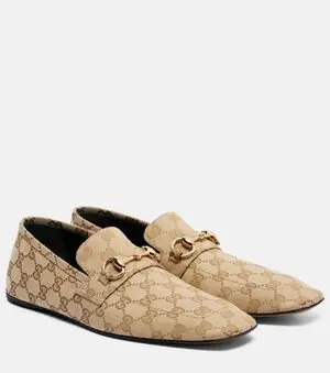Gucci Horsebit Gg Canvas Loafers - Beige
