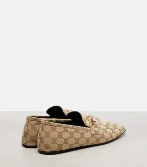 Gucci Horsebit Gg Canvas Loafers - Beige