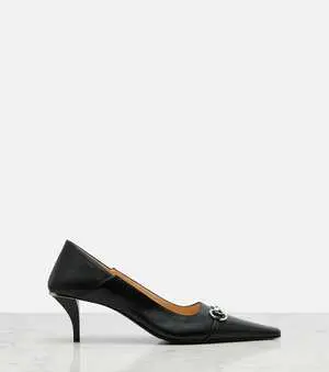 Gucci Vittoria Horsebit Leather Pumps - Black