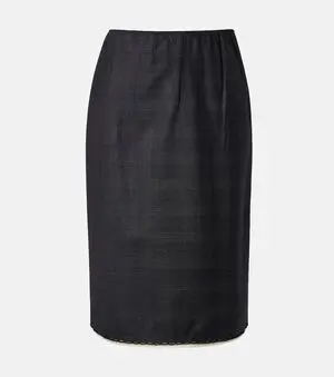 Prada Checked Wool Pencil Skirt