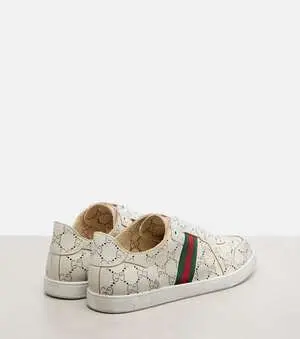 Gucci Gg Web Stripe Leather Sneakers