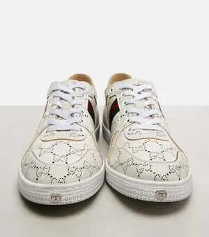 Gucci Gg Web Stripe Leather Sneakers