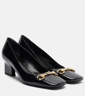 Gucci Signora 55 Horsebit Leather Pumps - Black