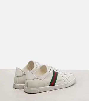Gucci Stretch Web Stripe Leather Sneakers