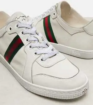 Gucci Stretch Web Stripe Leather Sneakers