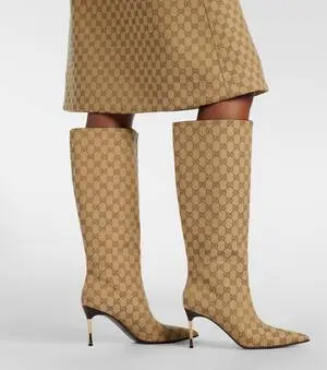 Gucci Gg Canvas Knee-high Boots