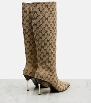 Gucci Gg Canvas Knee-high Boots - Beige