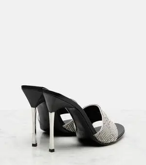Gucci Bombshell 120 Embellished Satin Mules - Black