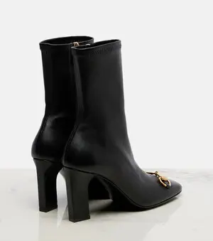 Gucci Signora Horsebit Leather Ankle Boots