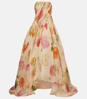 Carolina Herrera Floral Silk Organza Bustier Gown - Multicoloured