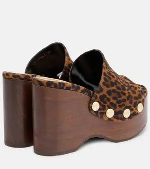 GIANVITO ROSSI Leopard-print Suede Wedge Mules