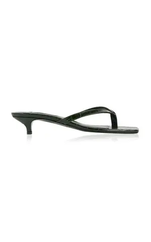 TOTEME Croc-embossed Leather Flip-flop Sandals - Brown