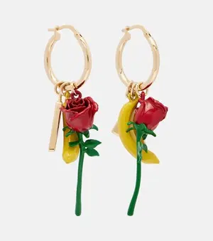 Prada Embellished Enamel Hoop Earrings - Gold