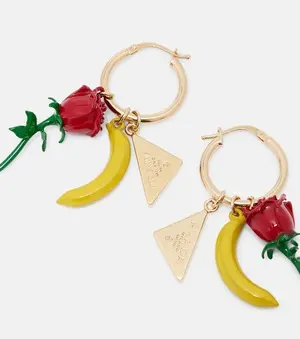Prada Embellished Enamel Hoop Earrings