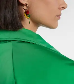 Prada Embellished Enamel Hoop Earrings