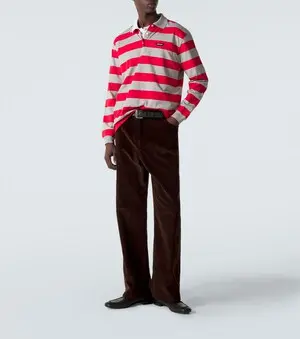 Miu Miu Striped Cotton Jersey Polo Shirt - Red