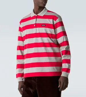 Miu Miu Striped Cotton Jersey Polo Shirt - Red