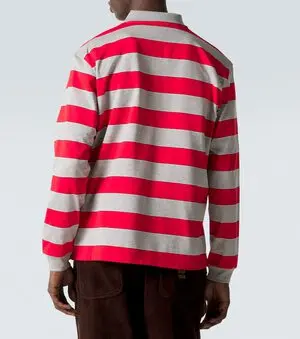 Miu Miu Striped Cotton Jersey Polo Shirt - Red