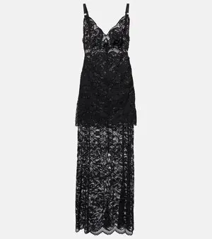Rabanne Lace Maxi Dress - Black