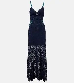 Rabanne Lace Maxi Dress Blue