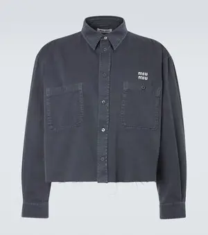 Miu Miu Logo Denim Shirt - Blue