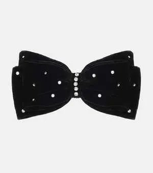Miu Miu Embellished Velvet Bow Barrette - Black