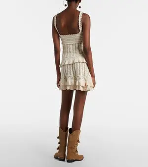 MARANT ETOILE Nelle Cotton Crochet Miniskirt - White