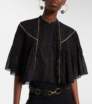 MARANT ETOILE Embellished Cropped Cotton Top