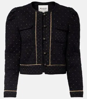 MARANT ETOILE Vania Embellished Cropped Cotton Jacket - Black