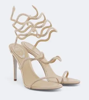 Rene Caovilla Cleo Crystal-embellished Sandals - Beige