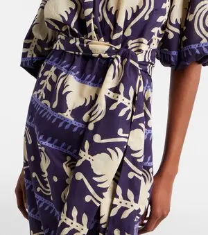 Johanna Ortiz Printed Poplin Midi Dress - Blue
