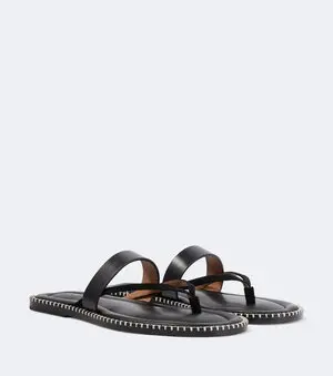 Dries Van Noten Leather Thong Sandals - Black