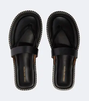 Dries Van Noten Leather Thong Sandals - Black