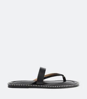 Dries Van Noten Leather Thong Sandals - Black
