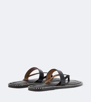 Dries Van Noten Leather Thong Sandals - Black