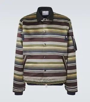 Sacai Striped Blouson Jacket - Brown