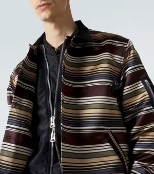 Sacai Striped Blouson Jacket - Brown