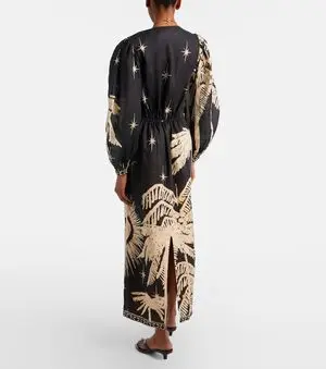 Johanna Ortiz Linen Maxi Dress - Black