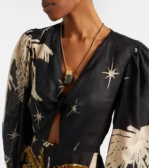 Johanna Ortiz Linen Maxi Dress - Black
