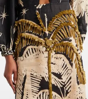 Johanna Ortiz Linen Maxi Dress - Black