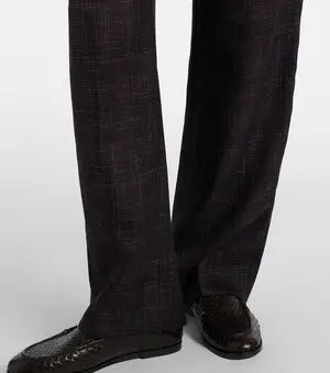 BLAZÉ MILANO Fox Checked Wide-leg Pants