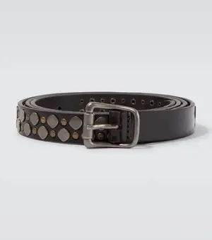 LEMAIRE Studded Leather Belt - Brown
