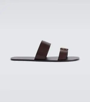 Saint Laurent Babylone Leather Sandals - Brown
