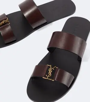Saint Laurent Babylone Leather Sandals - Brown