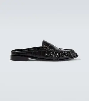 Saint Laurent Le Loafer Eel Leather Mules - Black
